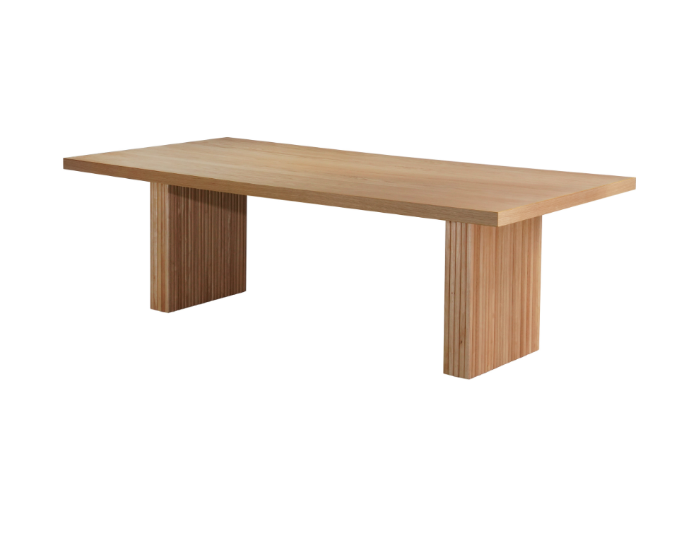 Lotus 2400 Dining Table – Oak Veneer with Fluted Base – The Wholesale ...